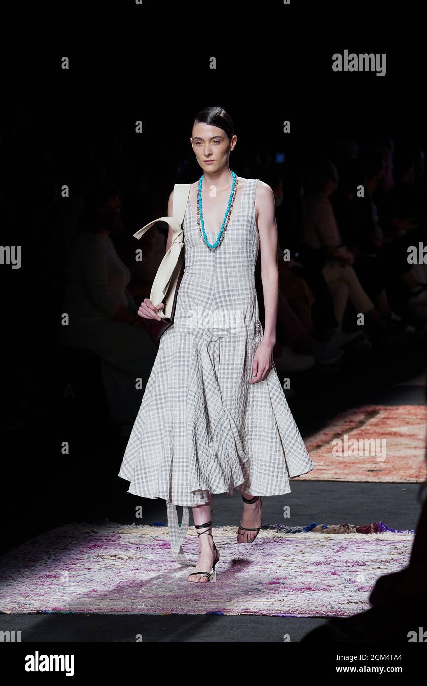Madrid, Spain. 16th Sep, 2021. A model walks the runway at the Duarte ...