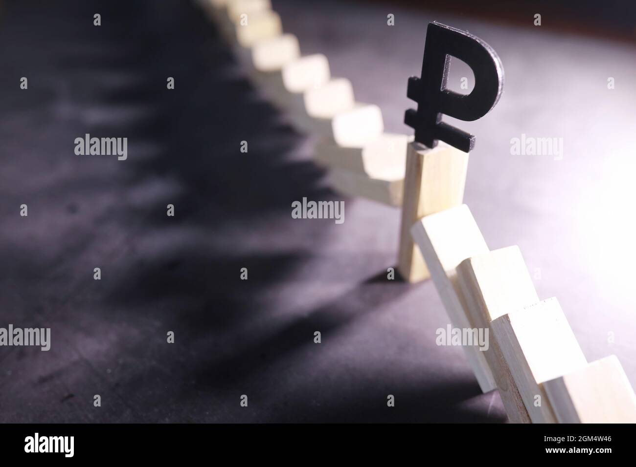 Business concept. The depreciation of the national currency of Russia ...