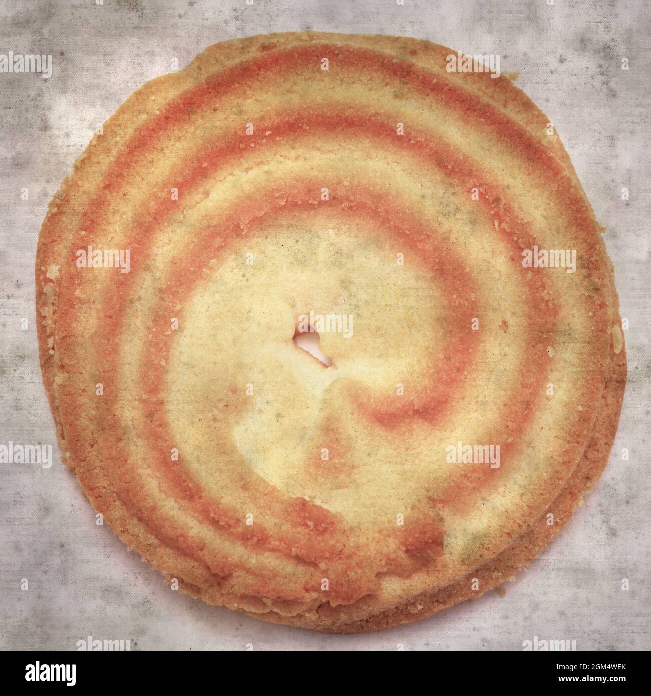 Stylish textured old paper background with shortbread ring cookies ...