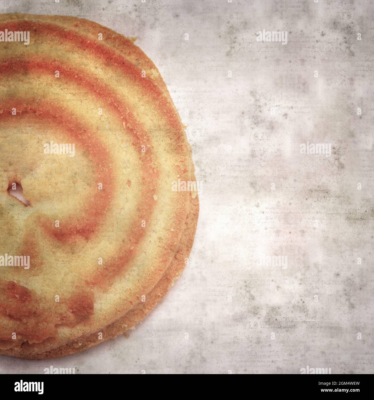 Stylish textured old paper background with shortbread ring cookies ...