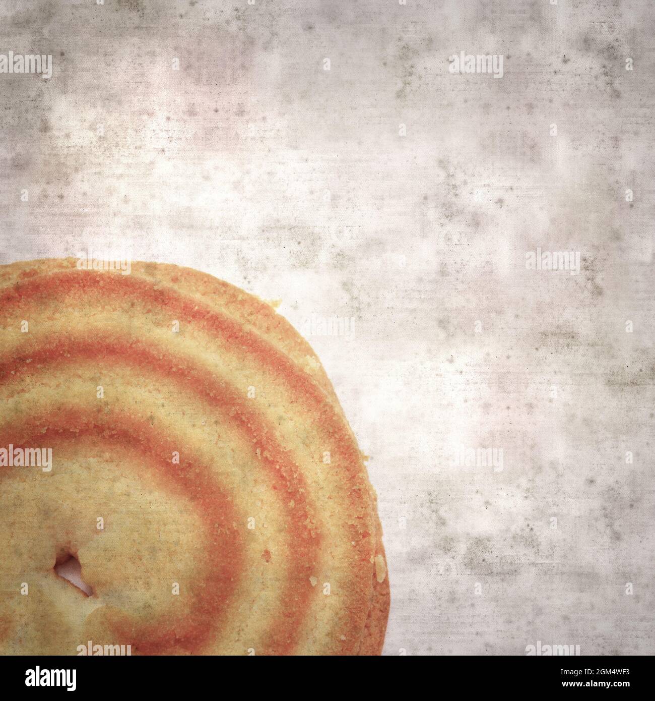 Stylish textured old paper background with shortbread ring cookies ...