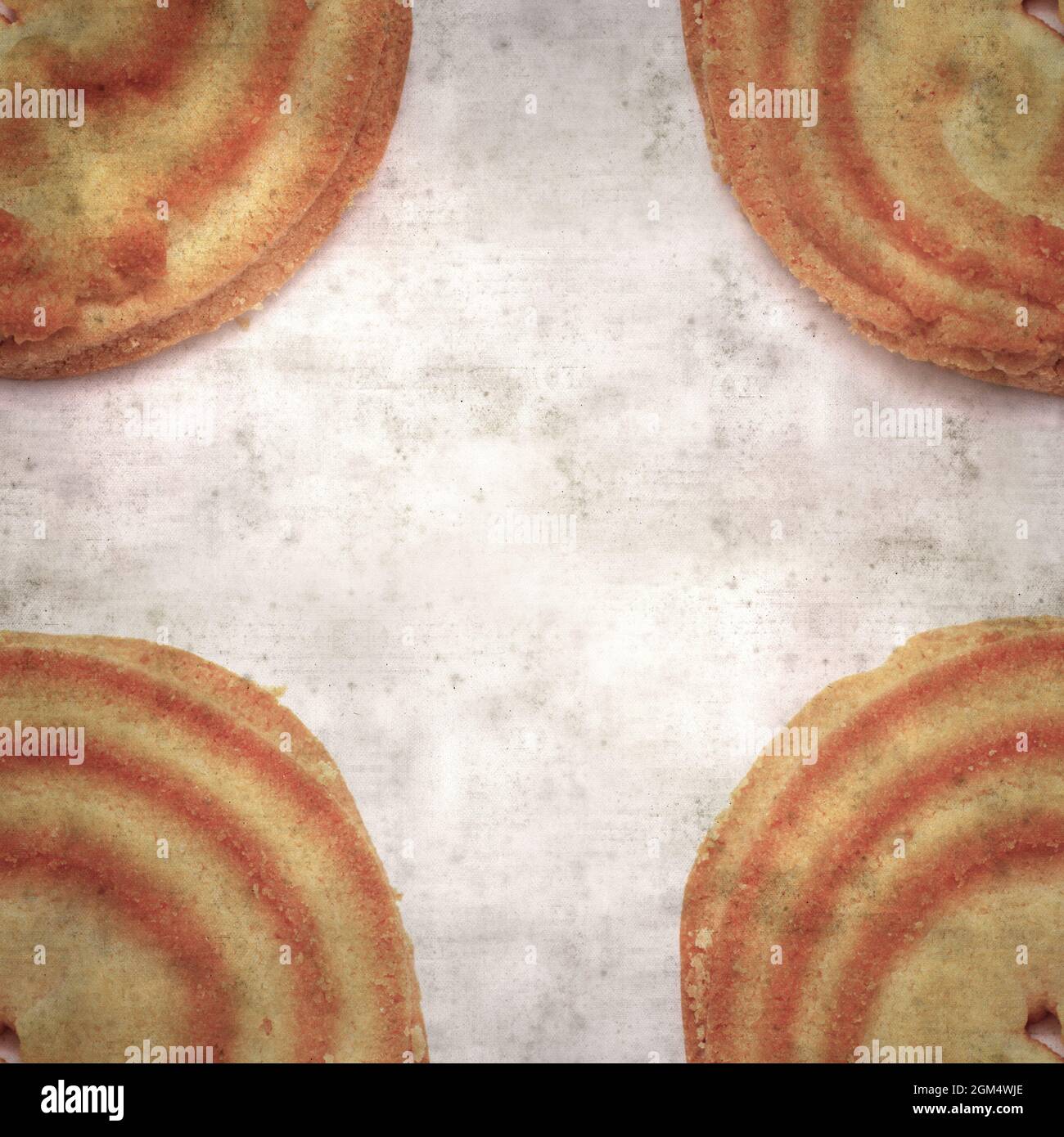 Stylish textured old paper background with shortbread ring cookies ...