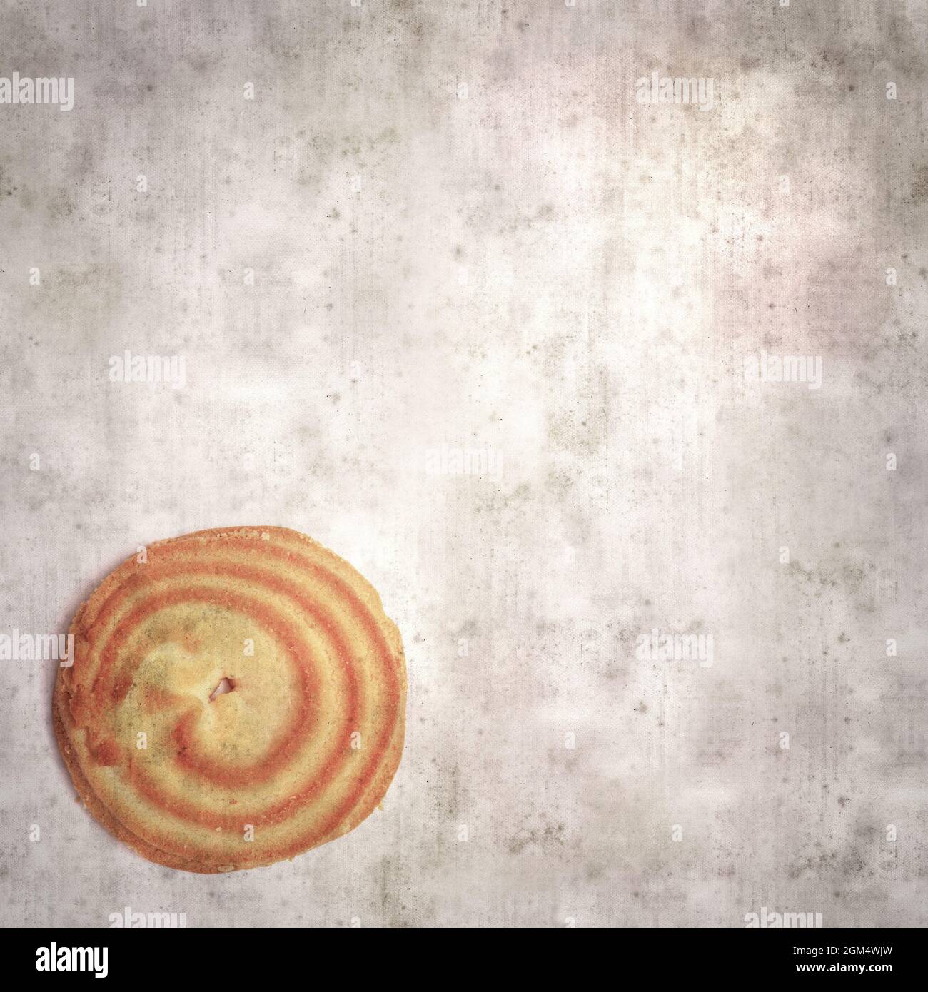 Stylish textured old paper background with shortbread ring cookies ...