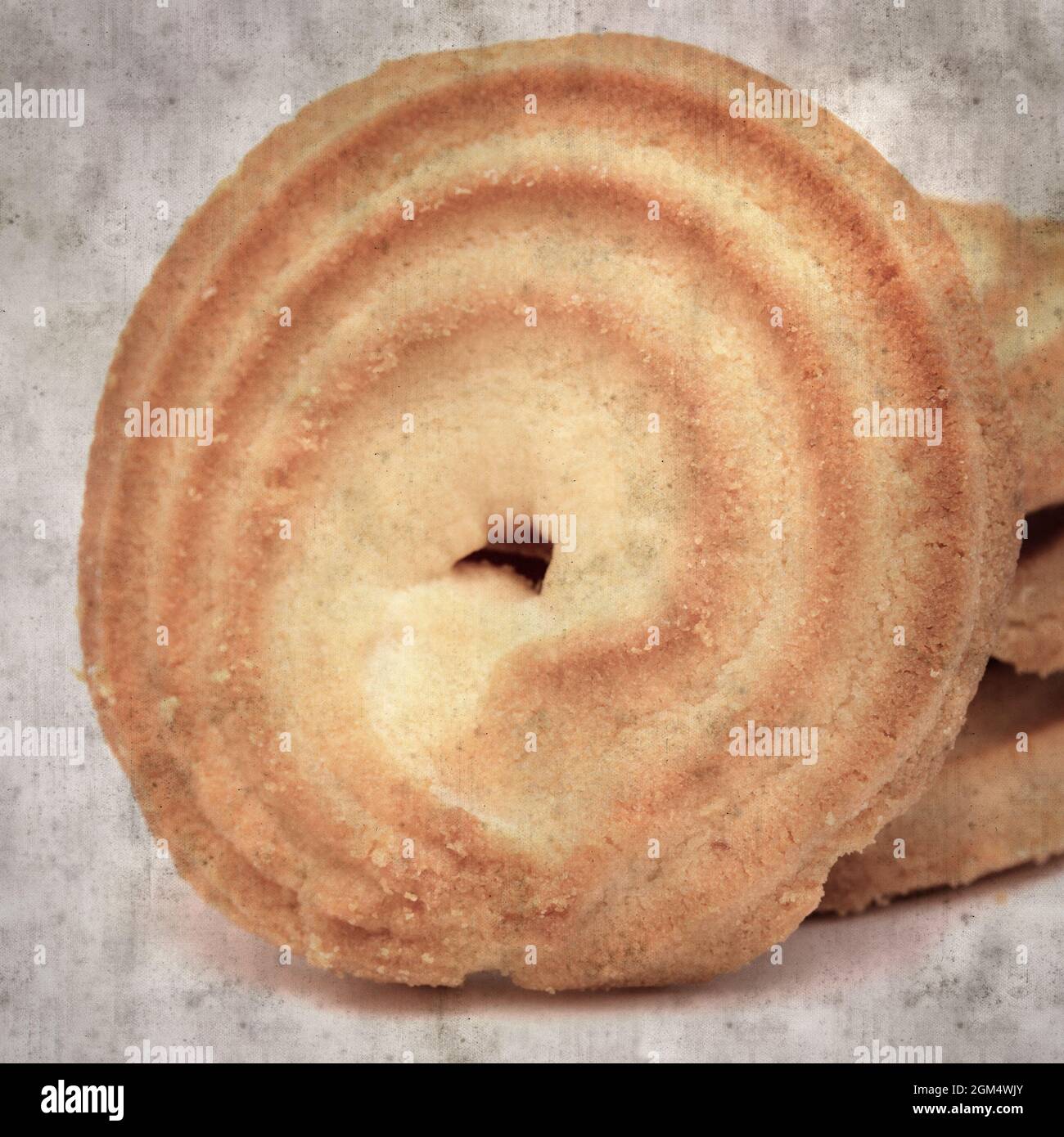 Stylish textured old paper background with shortbread ring cookies ...