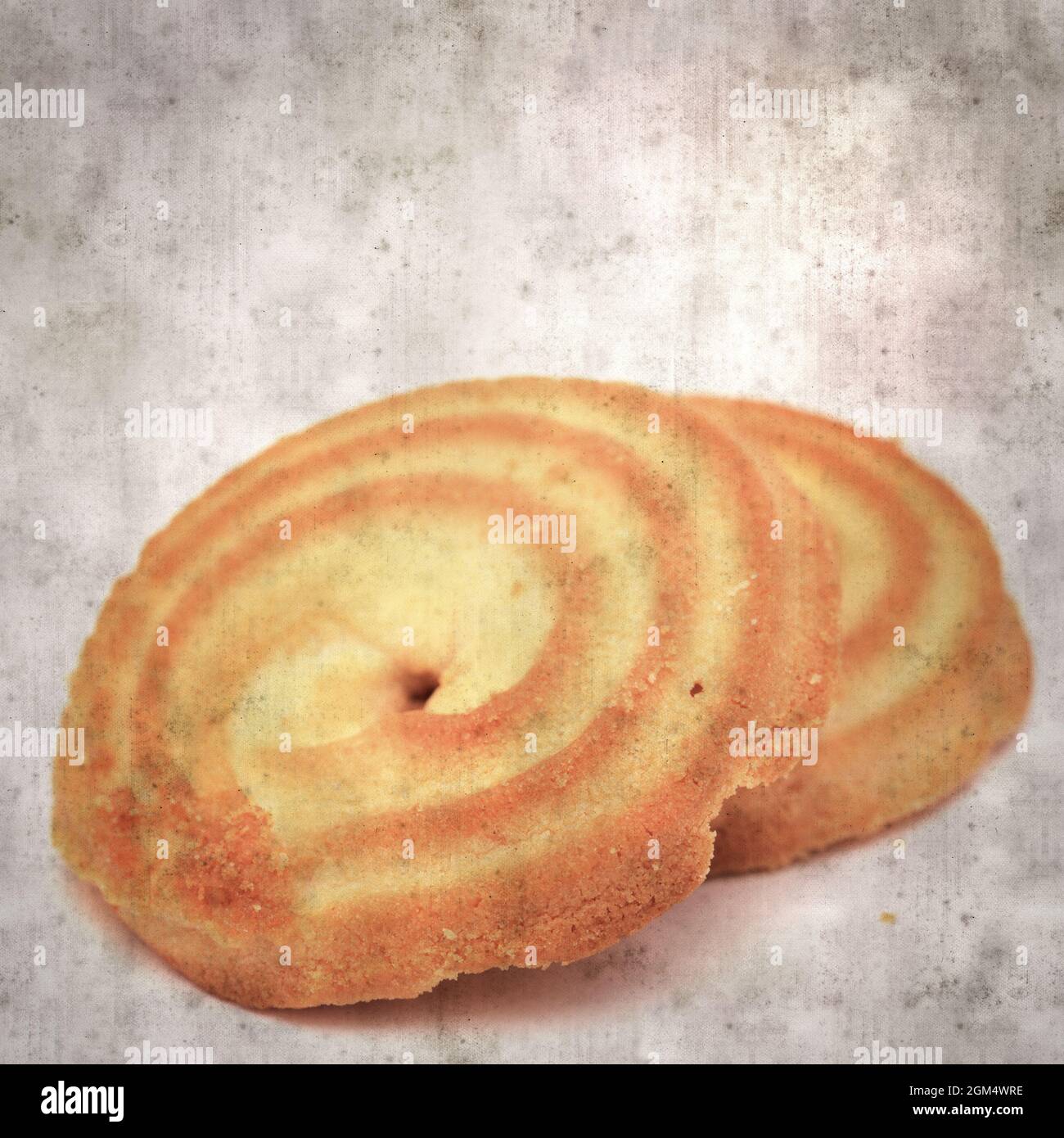 Stylish textured old paper background with shortbread ring cookies ...