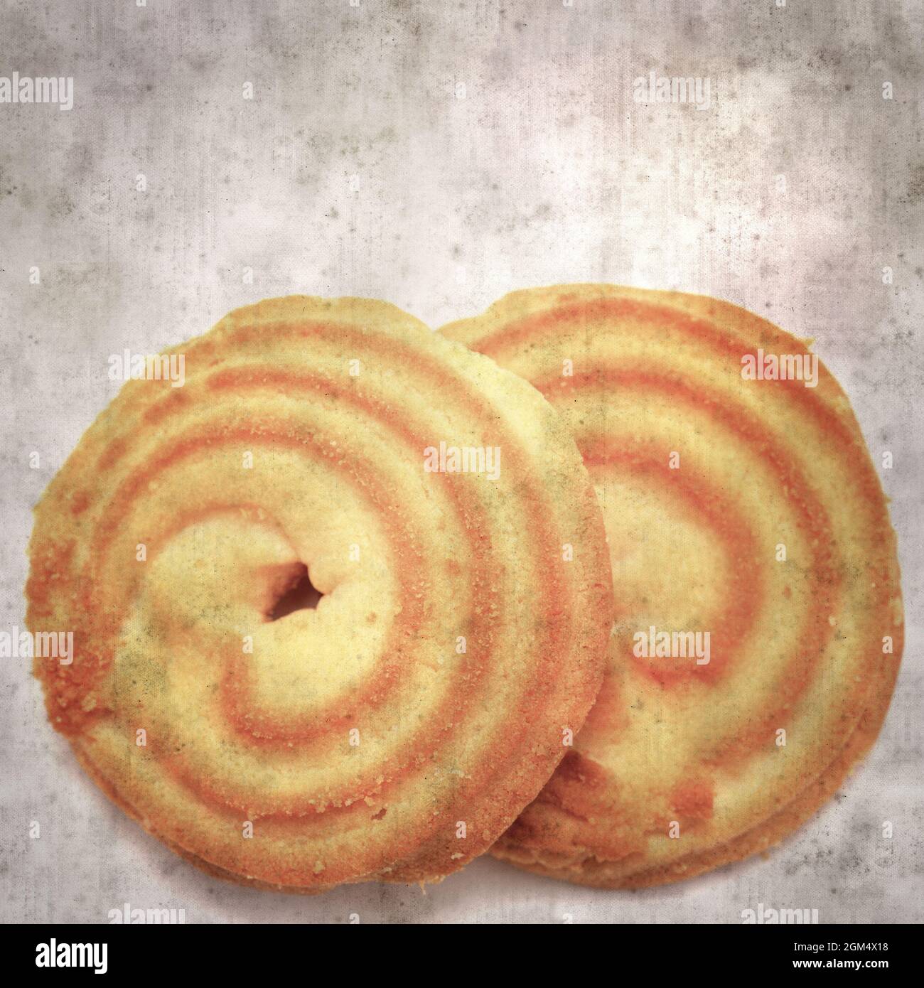 Stylish textured old paper background with shortbread ring cookies ...