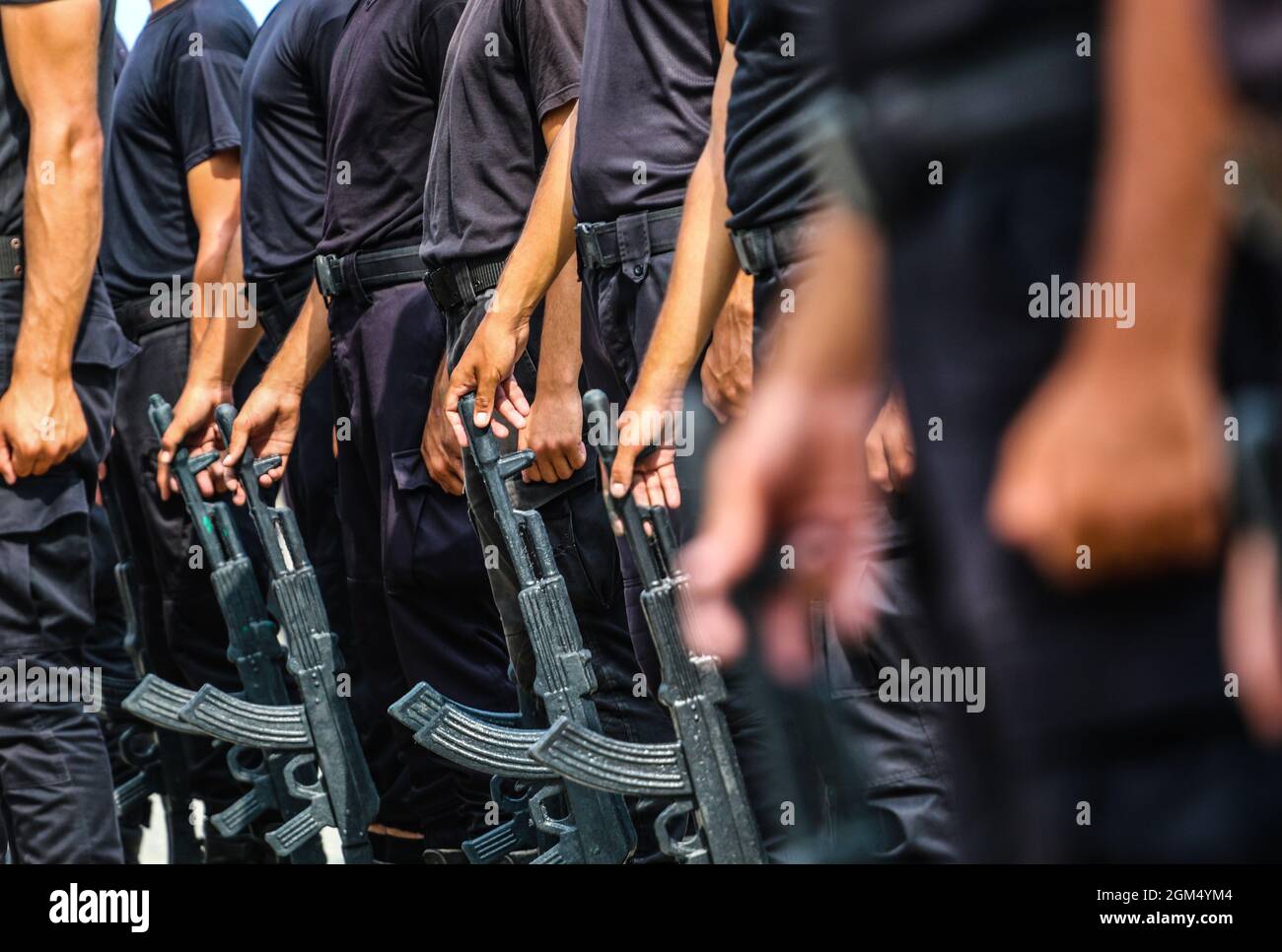 Gaza, Palestine. 16th Sep, 2021. Palestinian officers from the special ...