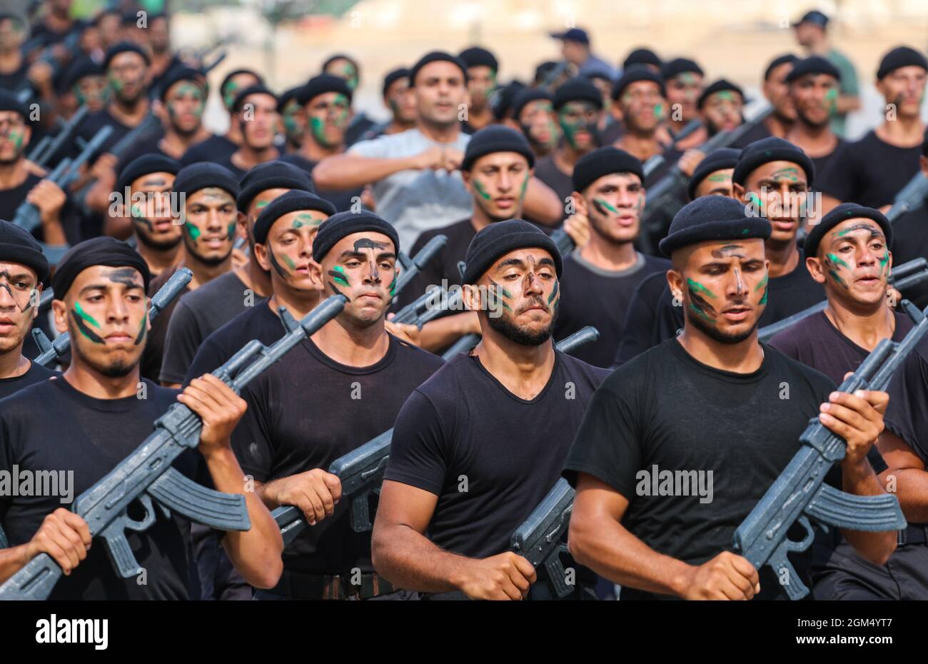Gaza, Palestine. 16th Sep, 2021. Palestinian officers from the special ...