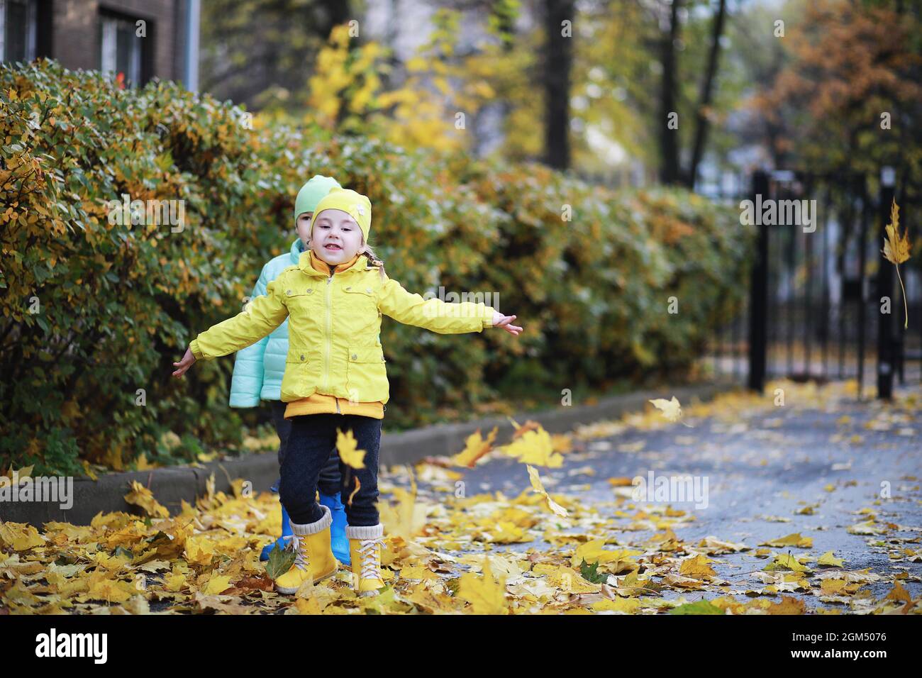 Children walk in the autumn park in the fall Stock Photo - Alamy
