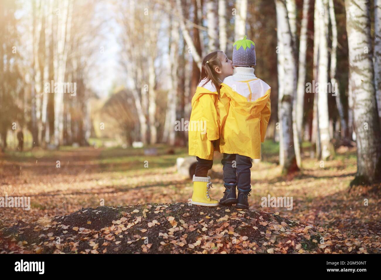 Children walk in the autumn park in the fall Stock Photo - Alamy