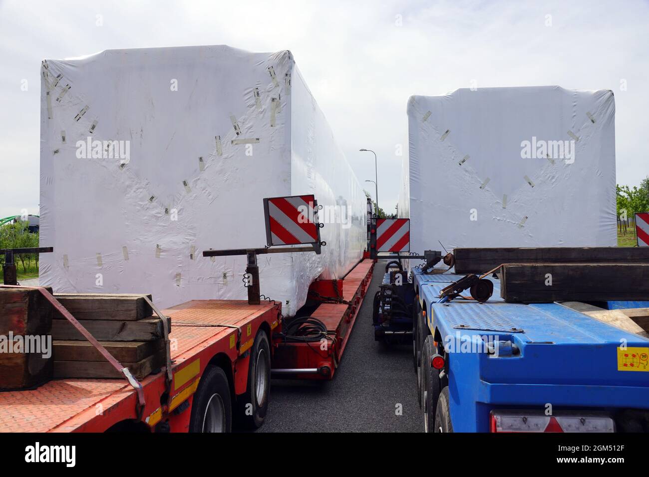 Oversize load or exceptional convoy. A truck with a special semi ...