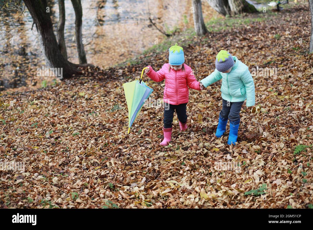 Children walk in the autumn park in the fall Stock Photo - Alamy