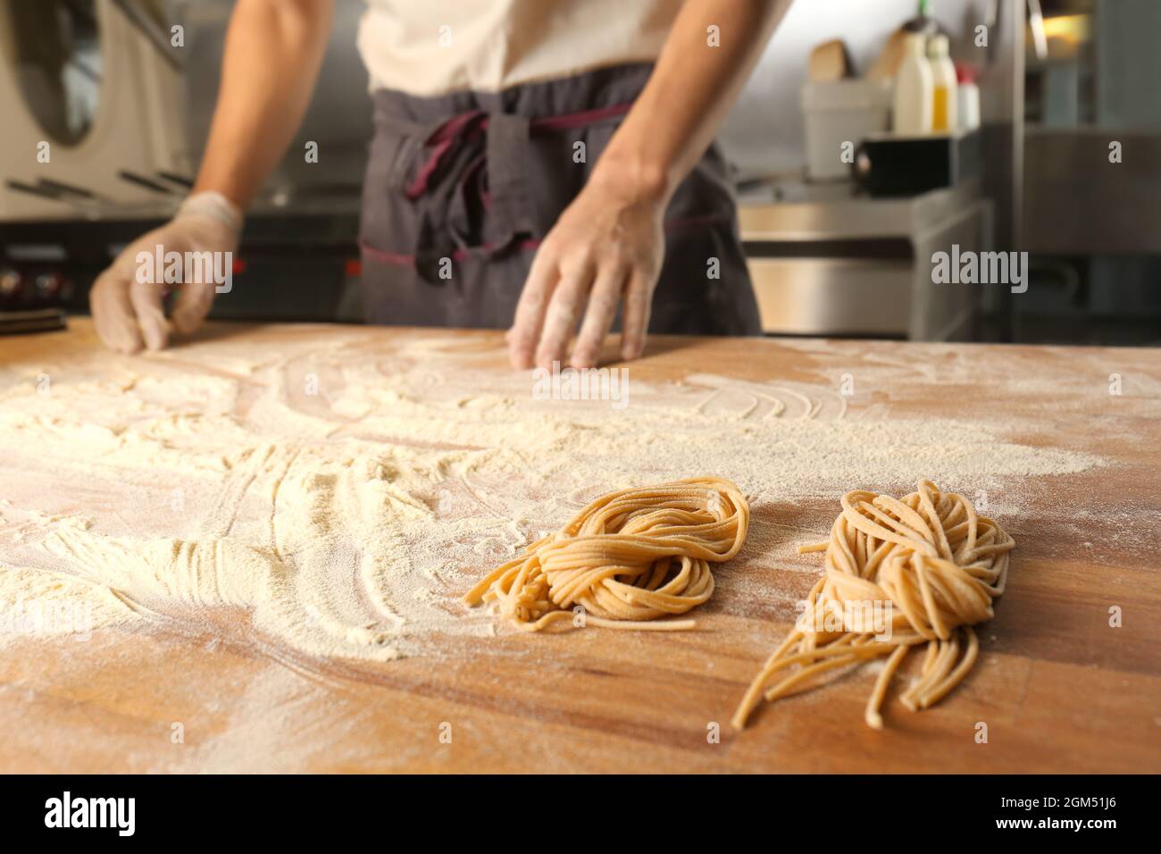 Fresh pasta on table of restaurant kitchen Stock Photo - Alamy