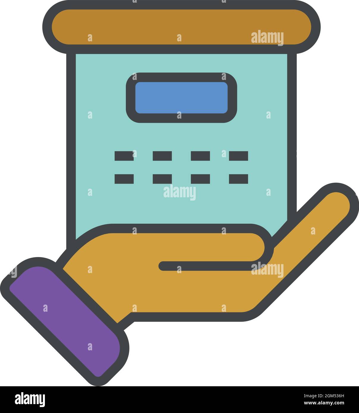 Hand delivery box icon. Outline hand delivery box vector icon color ...