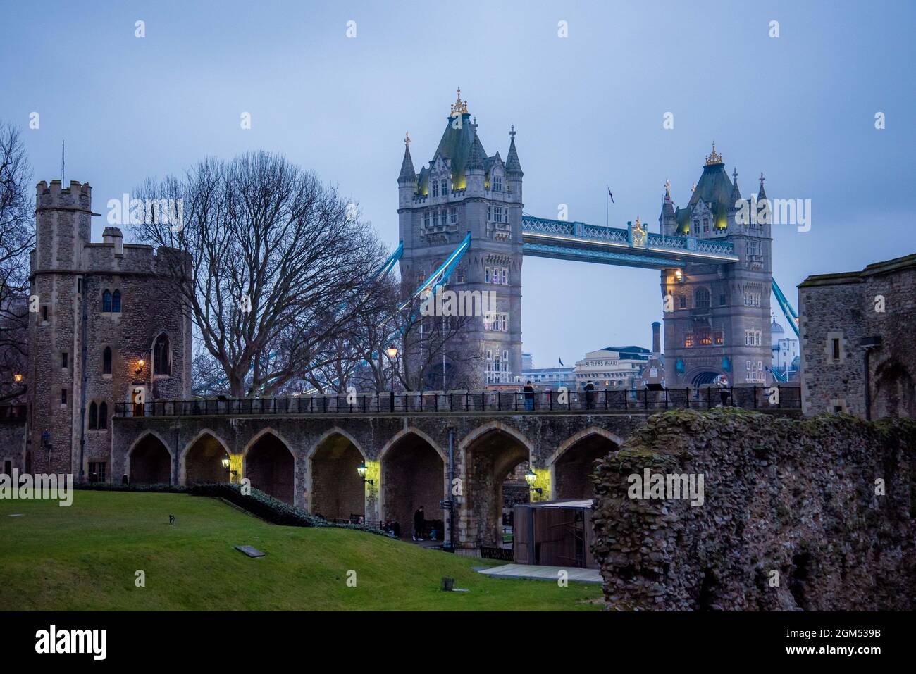 Iconic Tower Bridge from the Tower of London castle vantage point ...