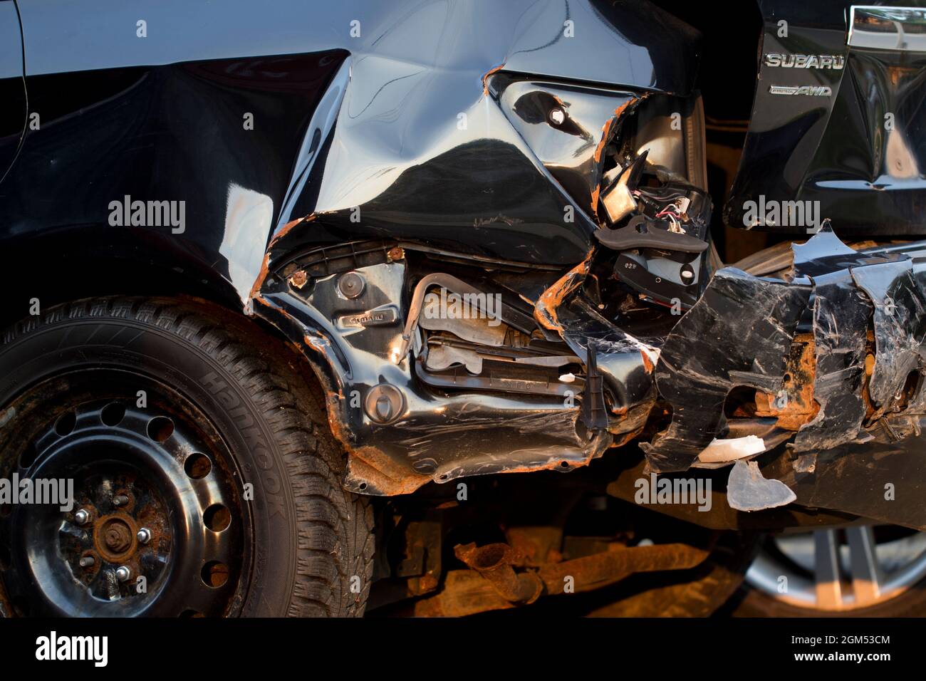 Car crash crushed bumper car accident Stock Photo - Alamy