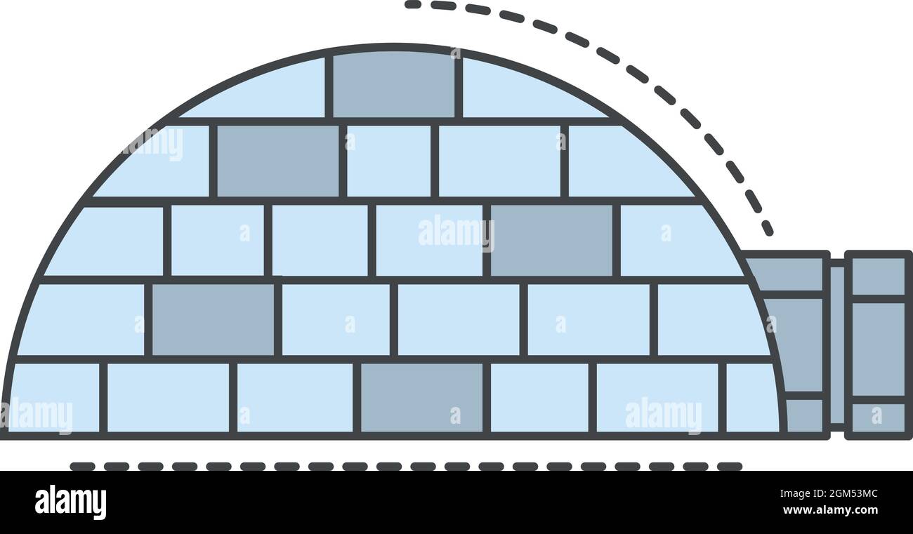 Igloo house icon. Outline igloo house vector icon color flat isolated ...