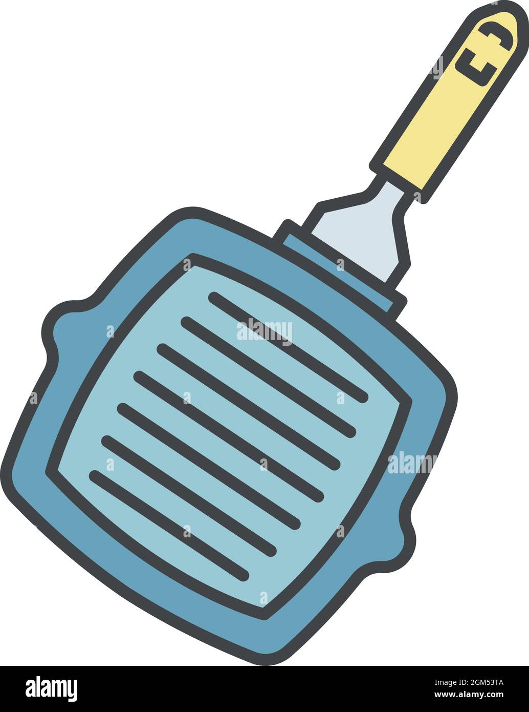 Bbq griddle icon. Outline bbq griddle vector icon color flat isolated ...