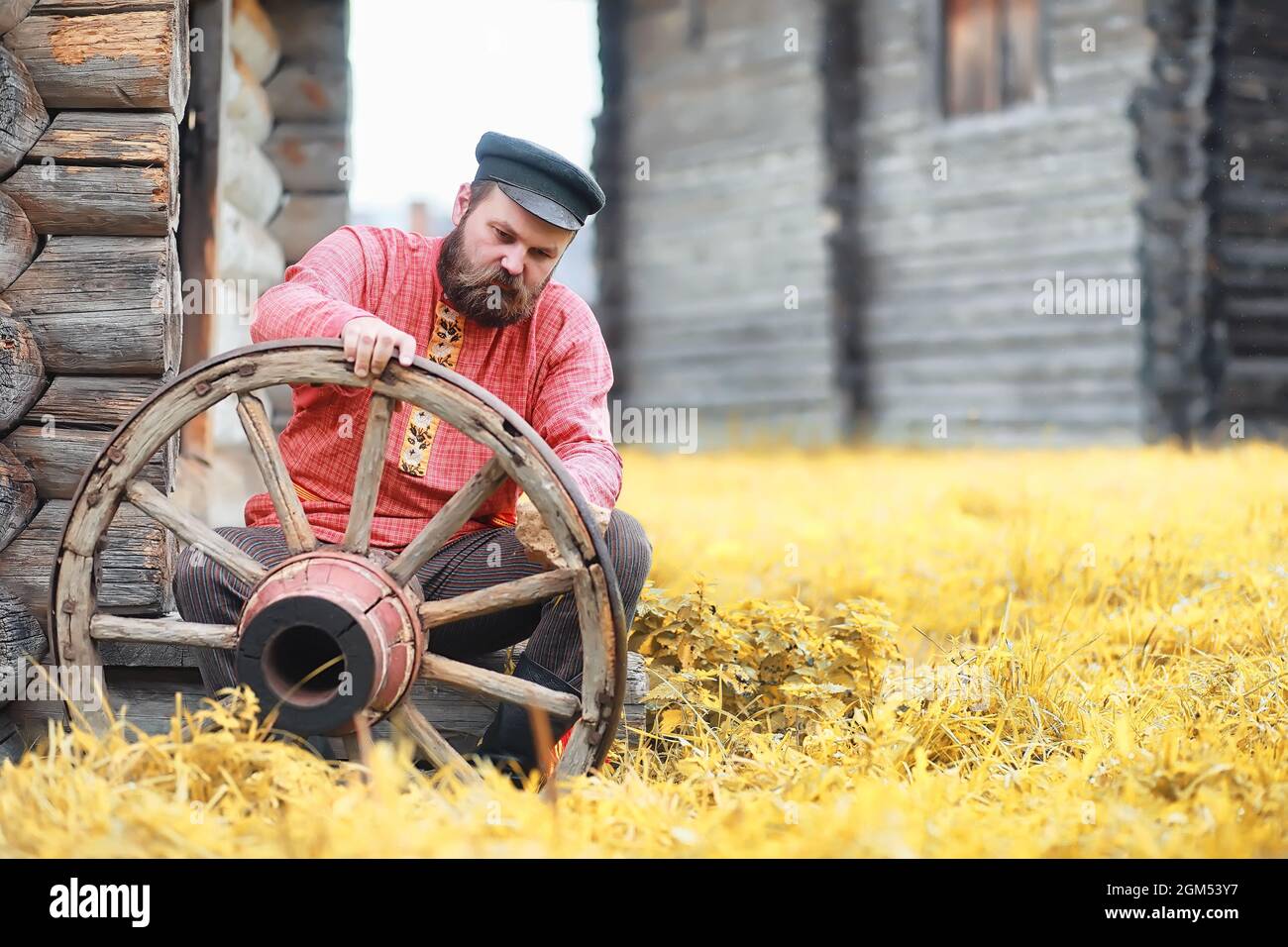 Traditional Slavic rituals in the rustic style. Outdoor in summer ...