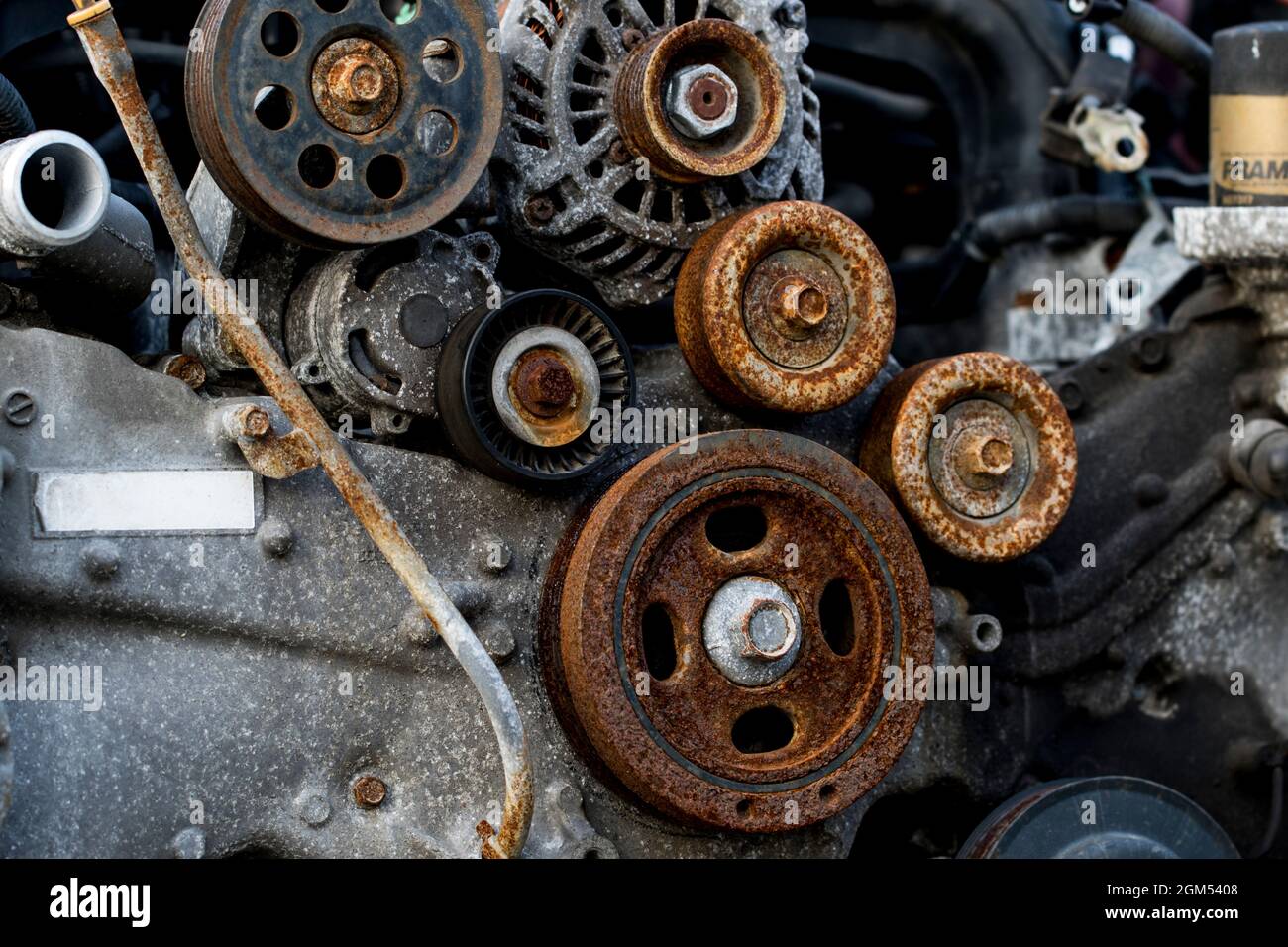 Car engine rusty old car motor. Inside structure of car engine Stock ...