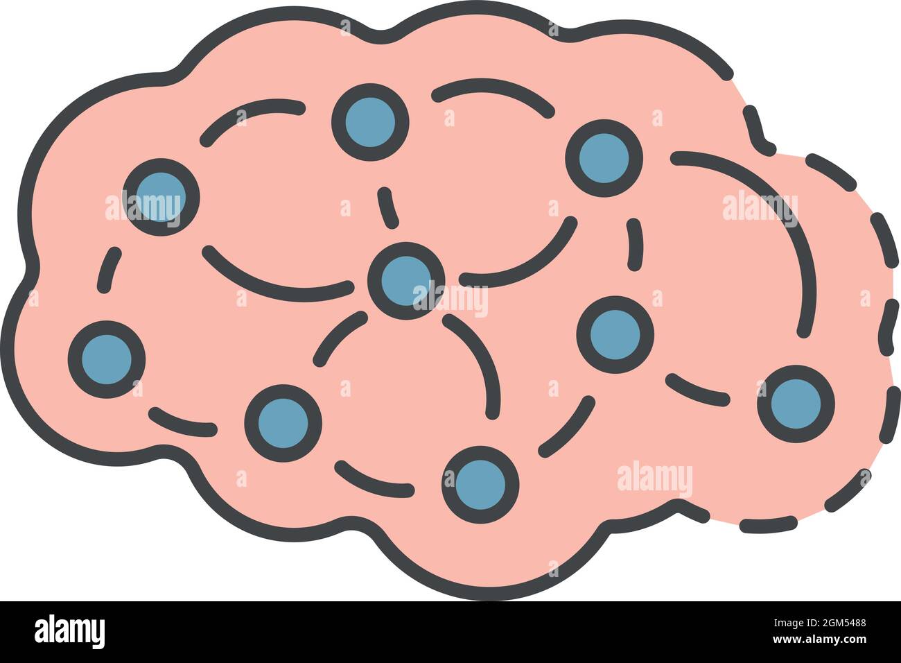 Neuron brain icon. Outline neuron brain vector icon color flat isolated ...