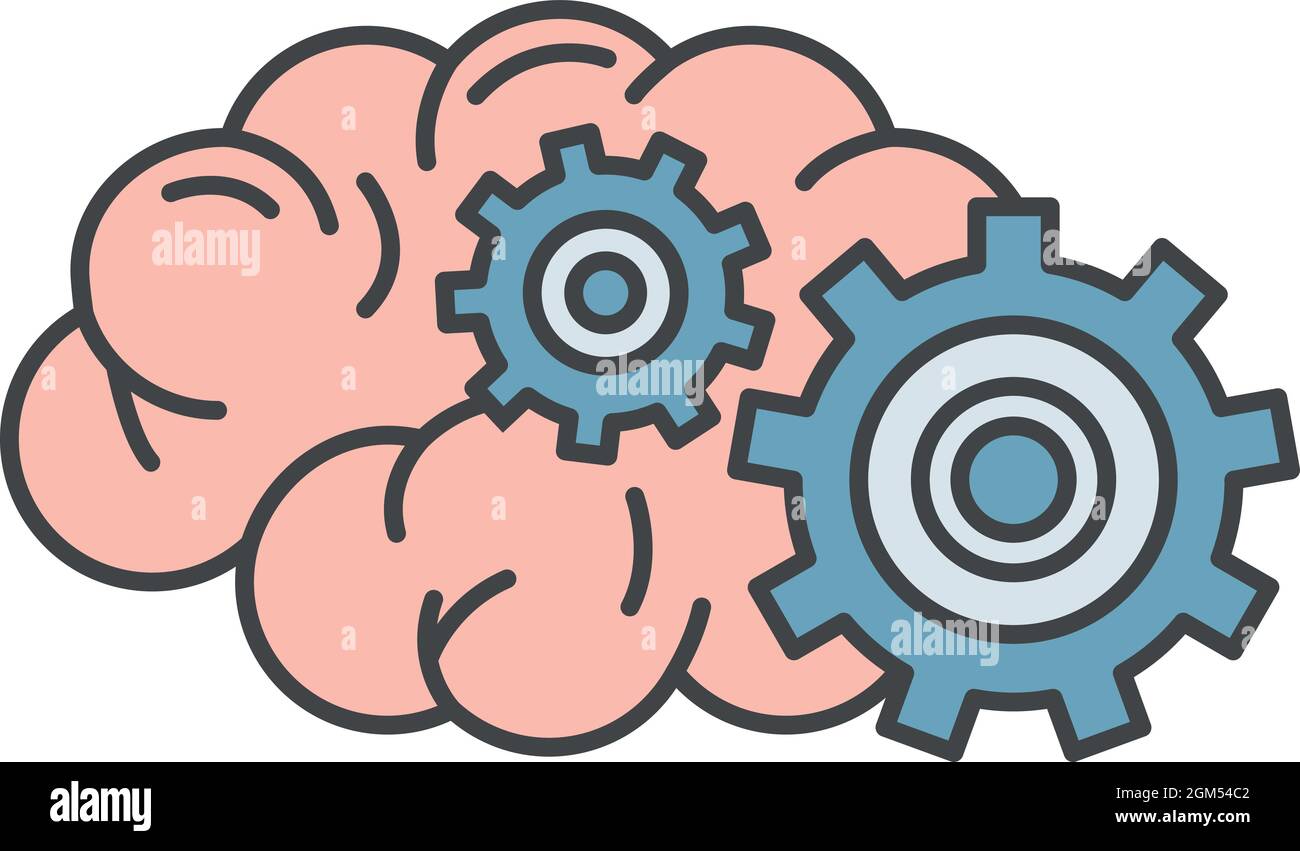 Brain thinking icon. Outline brain thinking vector icon color flat ...