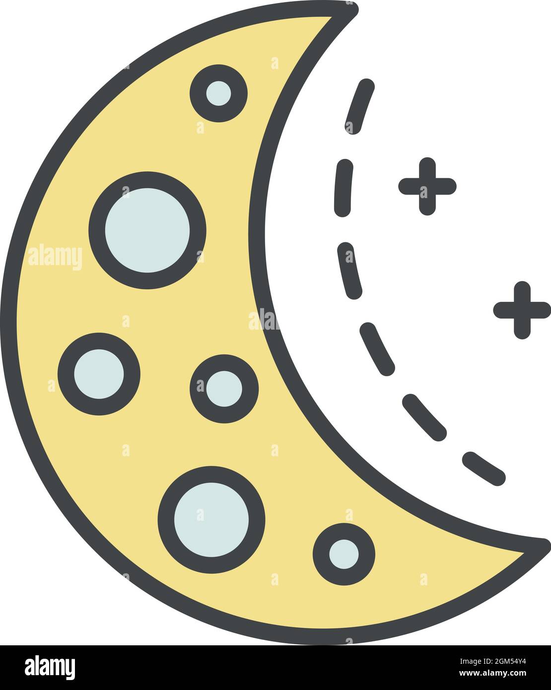 Half moon icon. Outline half moon vector icon color flat isolated on ...