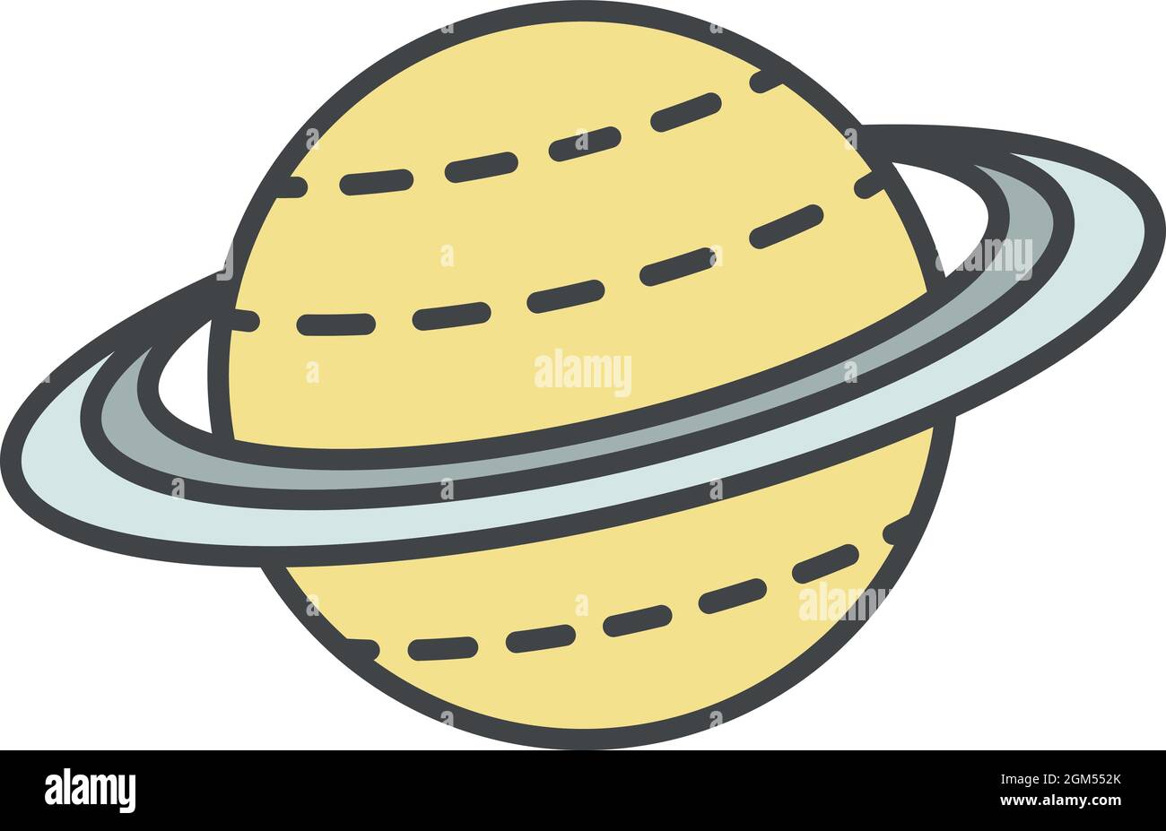 Saturn icon. Outline saturn vector icon color flat isolated on white ...