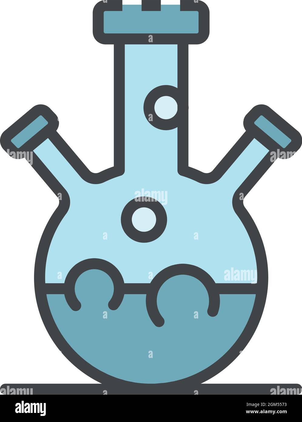 Triple neck flask icon. Outline triple neck flask vector icon color ...