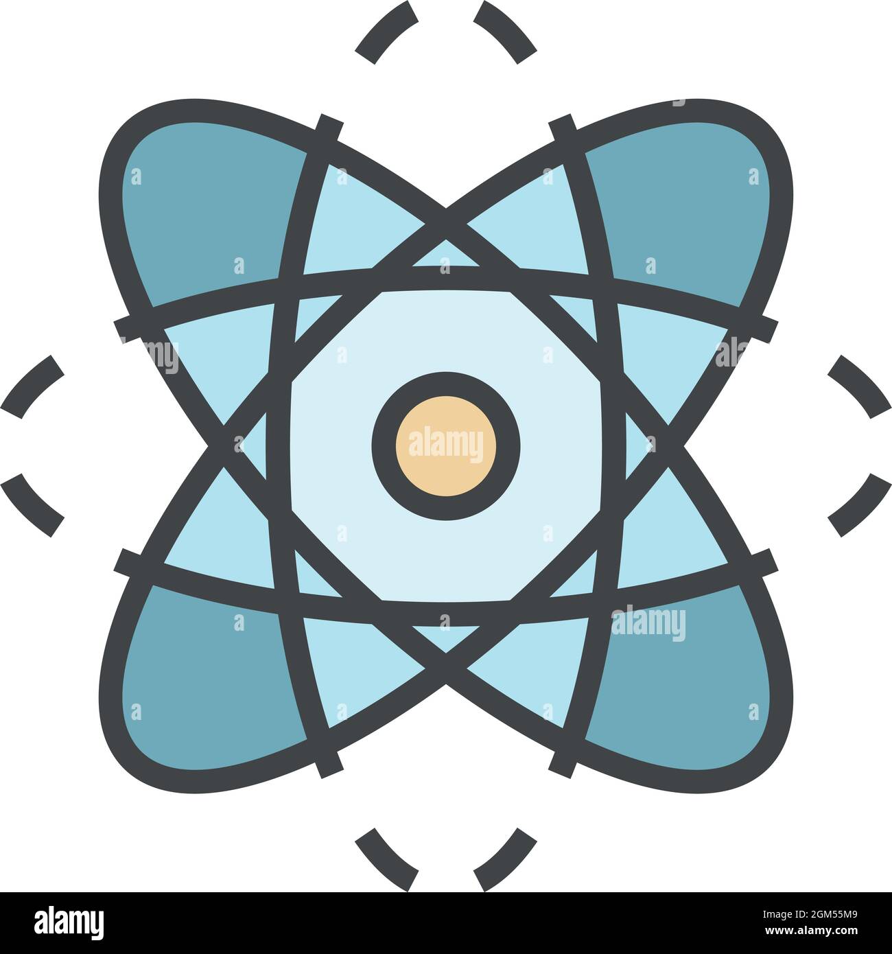 Atom icon. Outline atom vector icon color flat isolated on white Stock ...