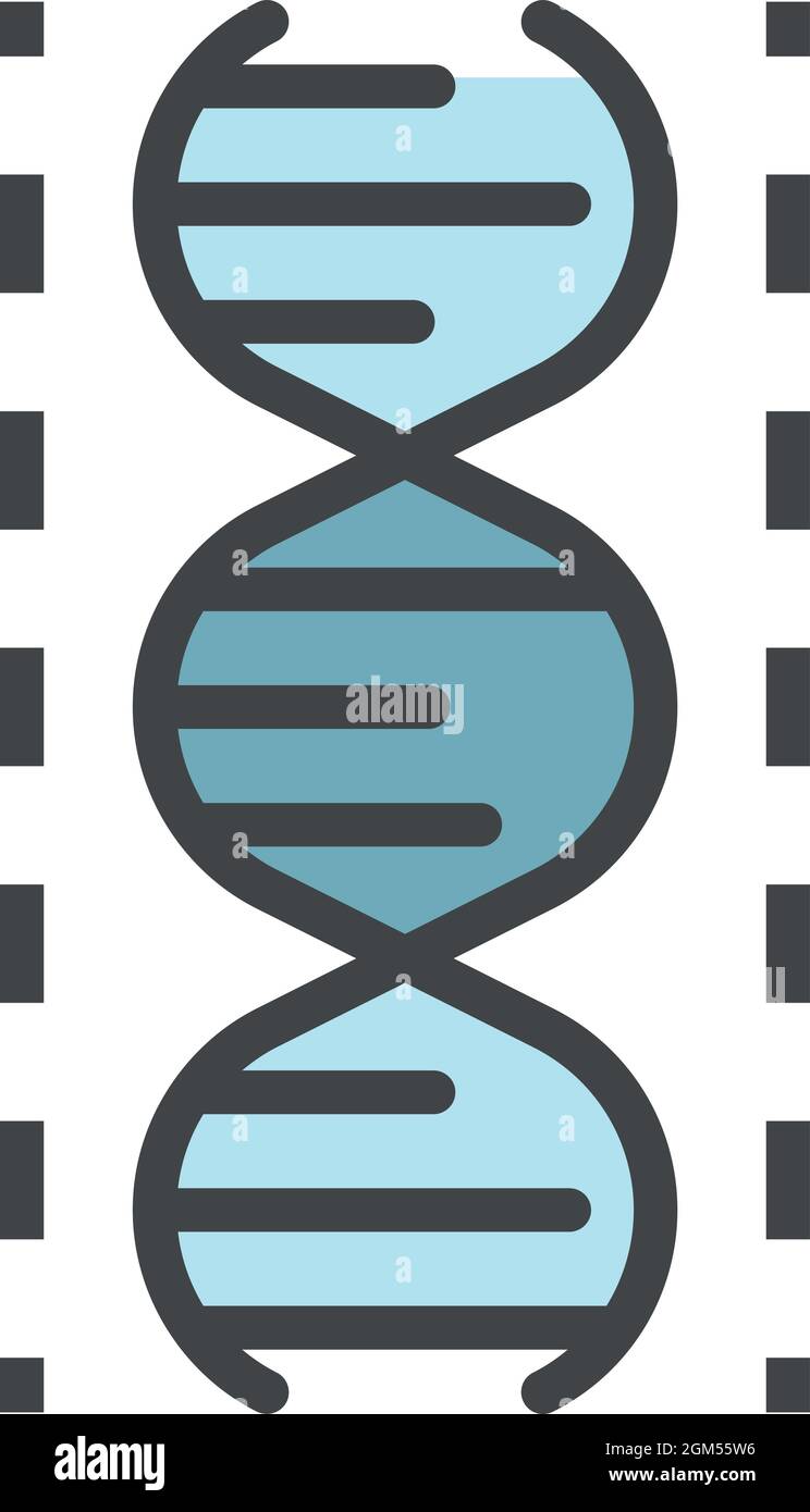 Dna icon. Outline dna vector icon color flat isolated on white Stock ...
