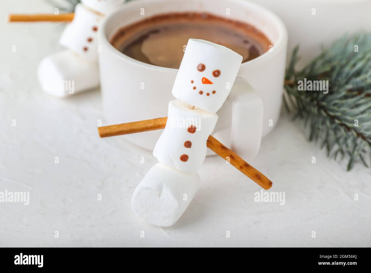 Funny snowman made marshmallows hi-res stock photography and images - Alamy