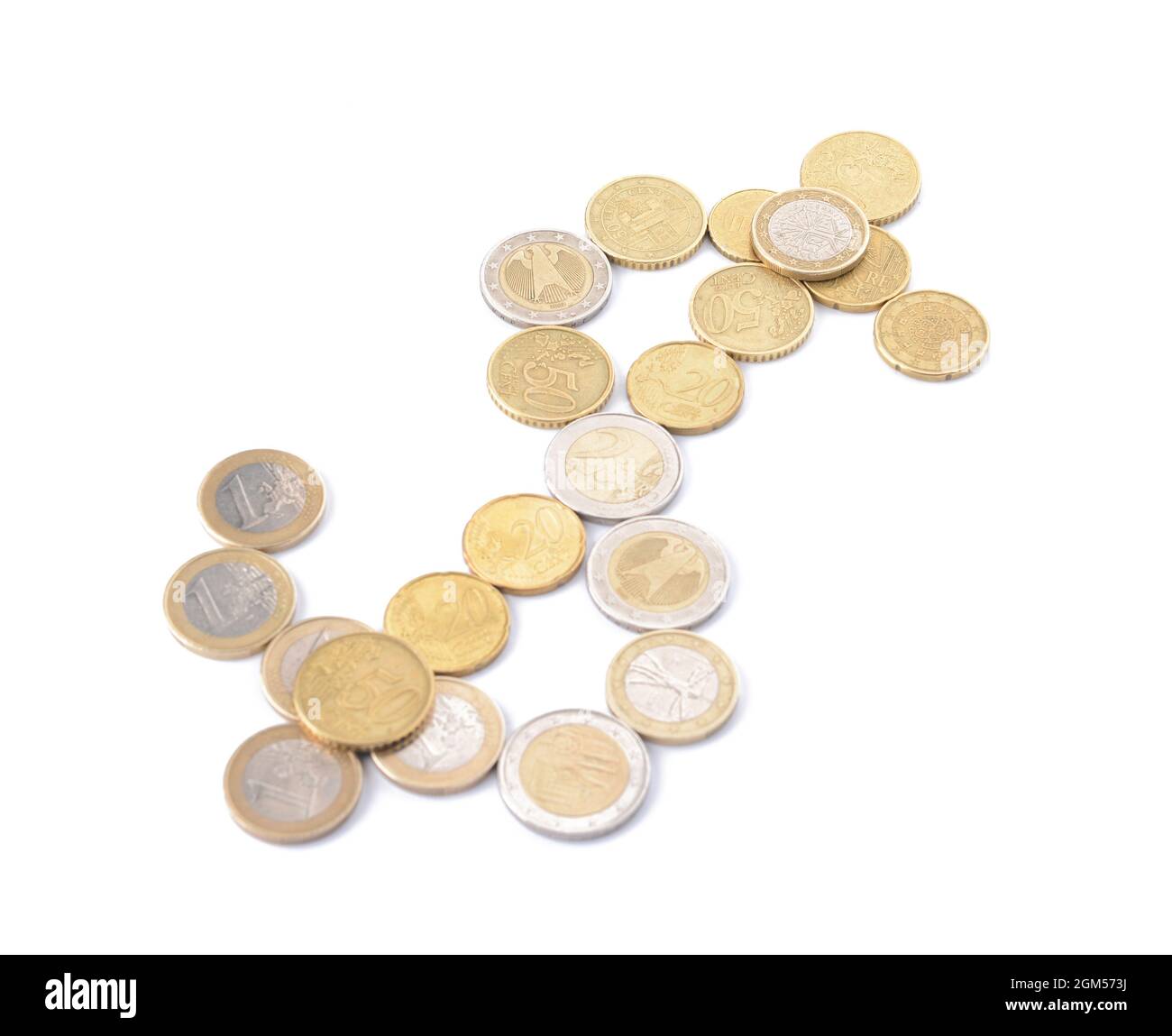 Dollar sign made of coins on white background Stock Photo - Alamy