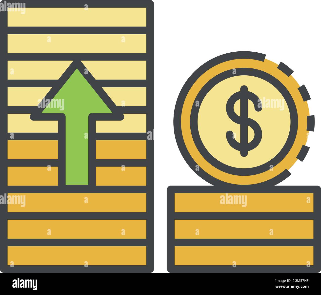 Money grow up icon. Outline money grow up vector icon color flat ...
