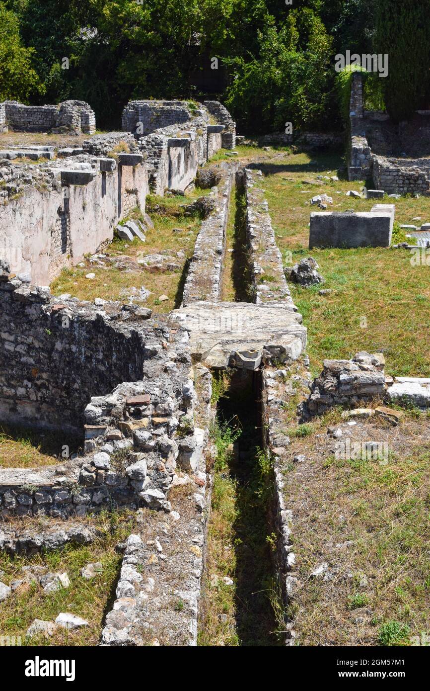 Ancient Roman baths ruins in Cimiez, Nice, South of France, July 2018 ...