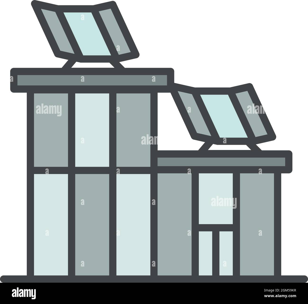 House solar panel icon. Outline house solar panel vector icon color ...