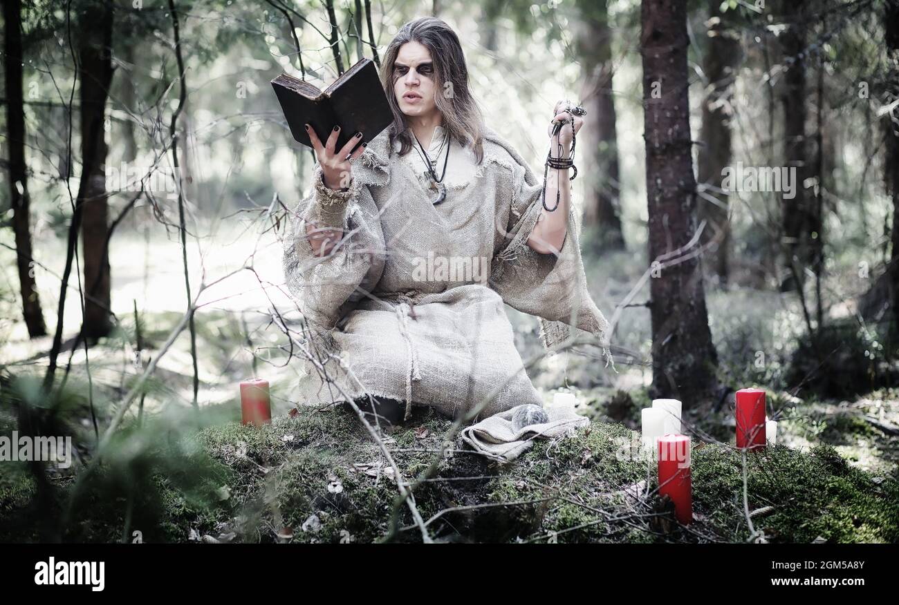 Fairy magician. A sorcerer with a glass sphere, a magical spell and a ...