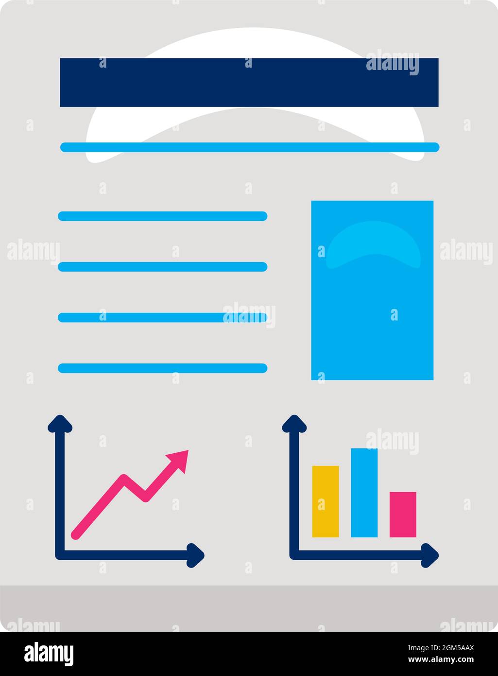 bars charts on document paper on white background Stock Vector Image ...