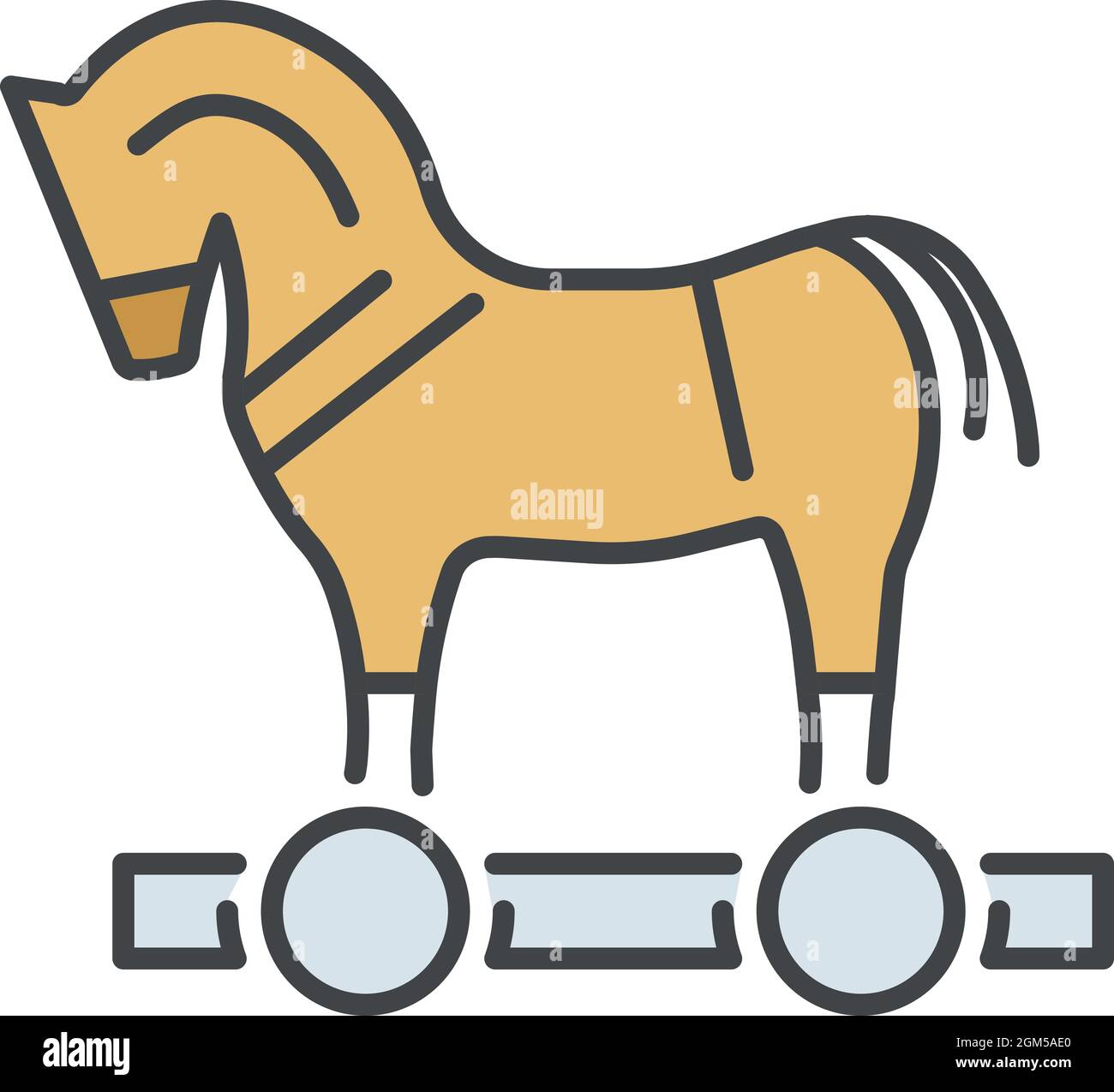Trojan horse virus icon. Outline trojan horse virus vector icon color ...