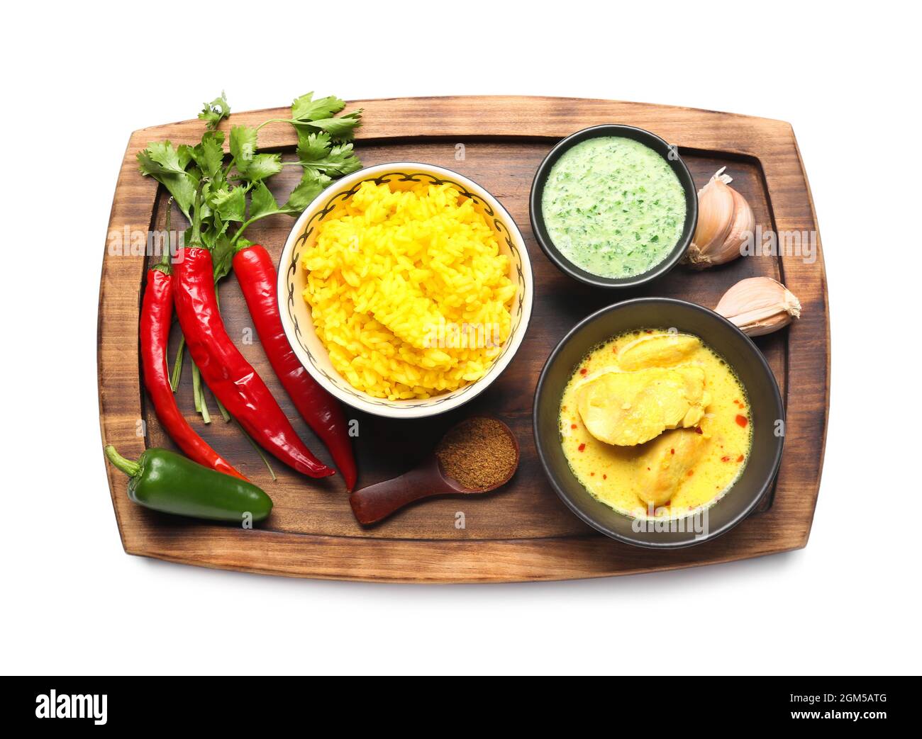 Board with traditional Indian food on white background Stock Photo - Alamy