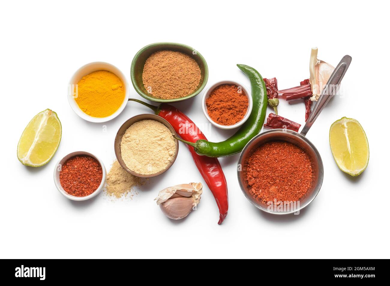 Traditional Indian spices on white background Stock Photo - Alamy