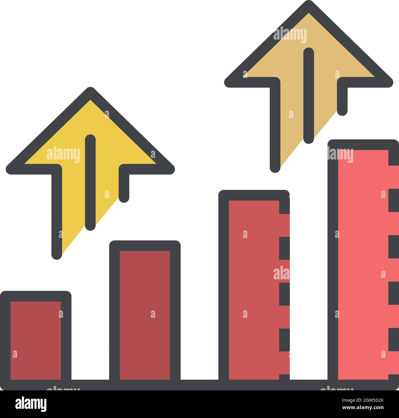 Grow up chart icon. Outline grow up chart vector icon color flat ...