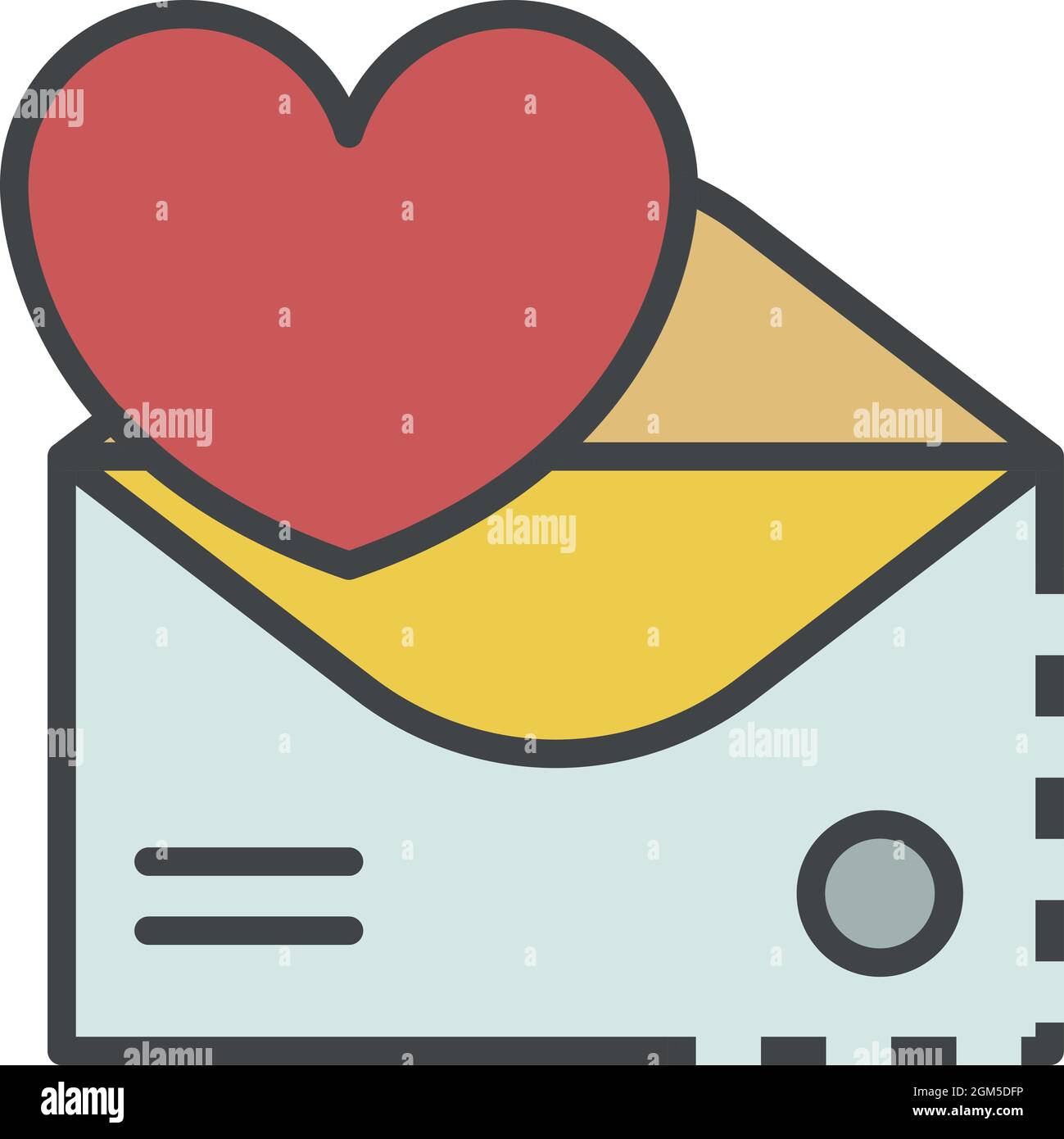 Email heart inbox icon. Outline email heart inbox vector icon color ...
