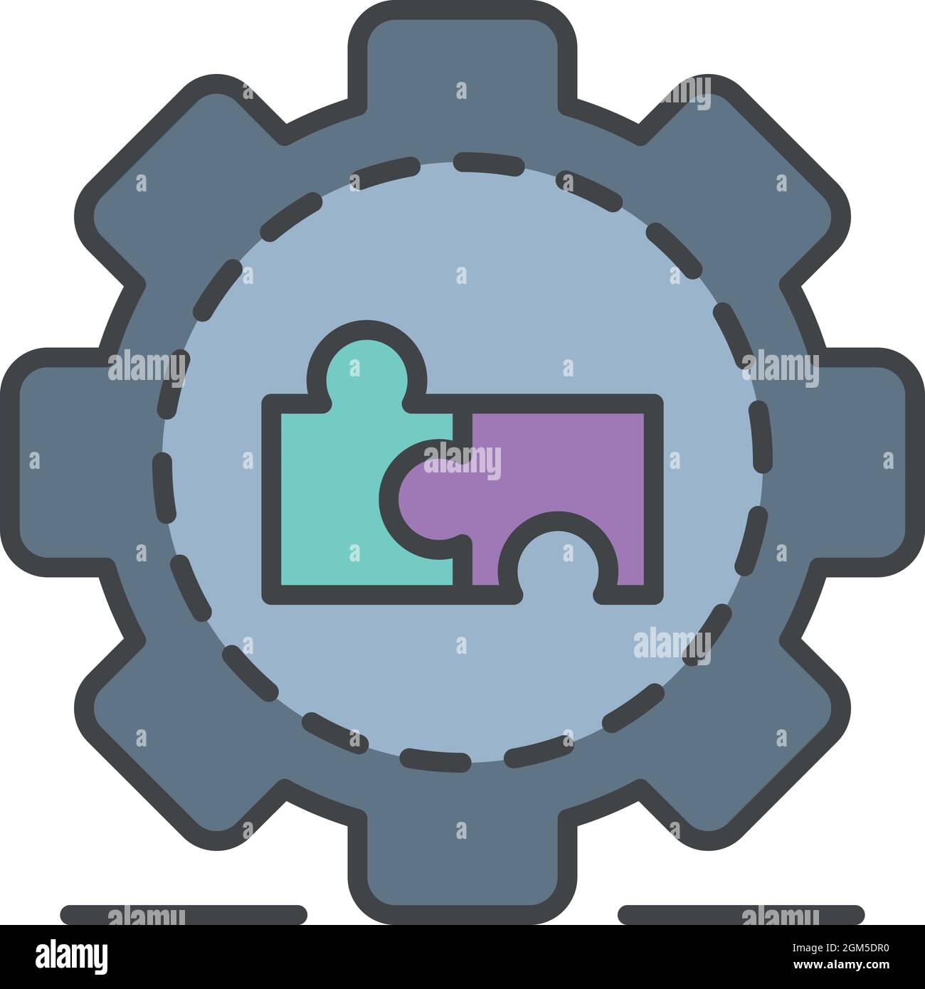 Full puzzle cog wheel icon. Outline full puzzle cog wheel vector icon ...
