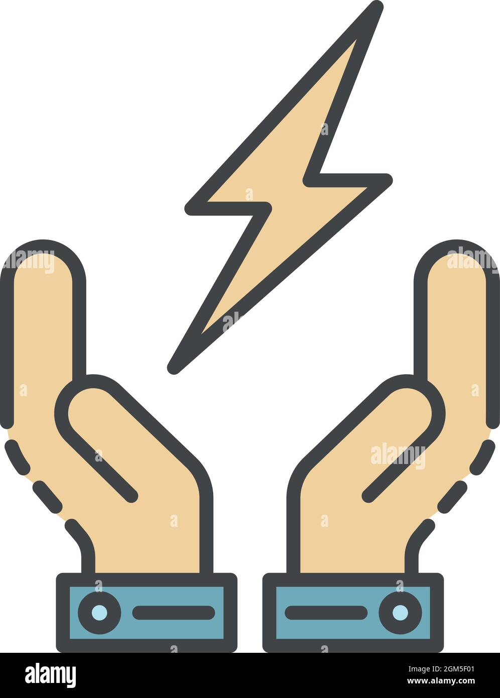 Hand keep energy icon. Outline hand keep energy vector icon color flat ...