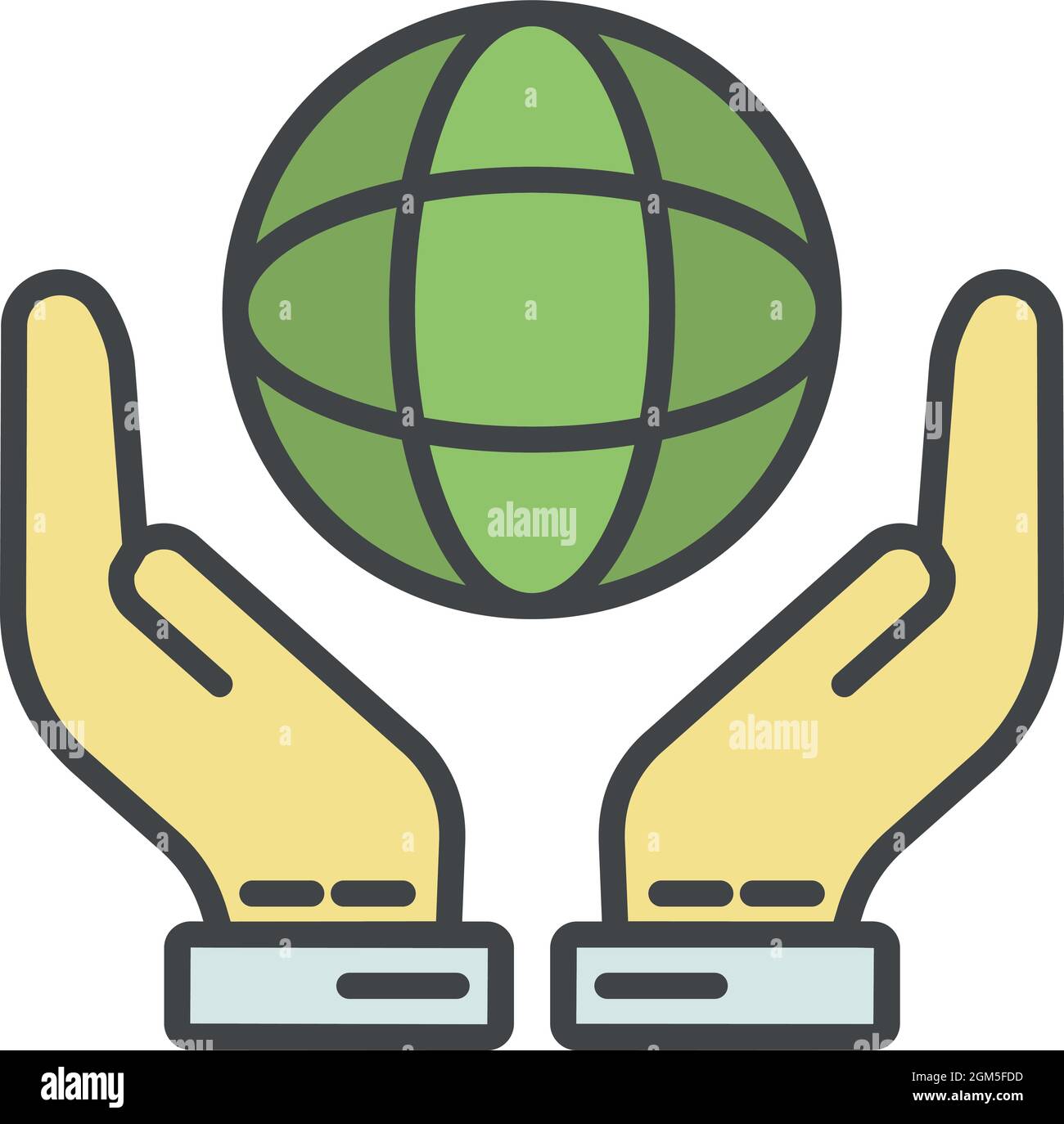 Hand keep globe icon. Outline hand keep globe vector icon color flat ...