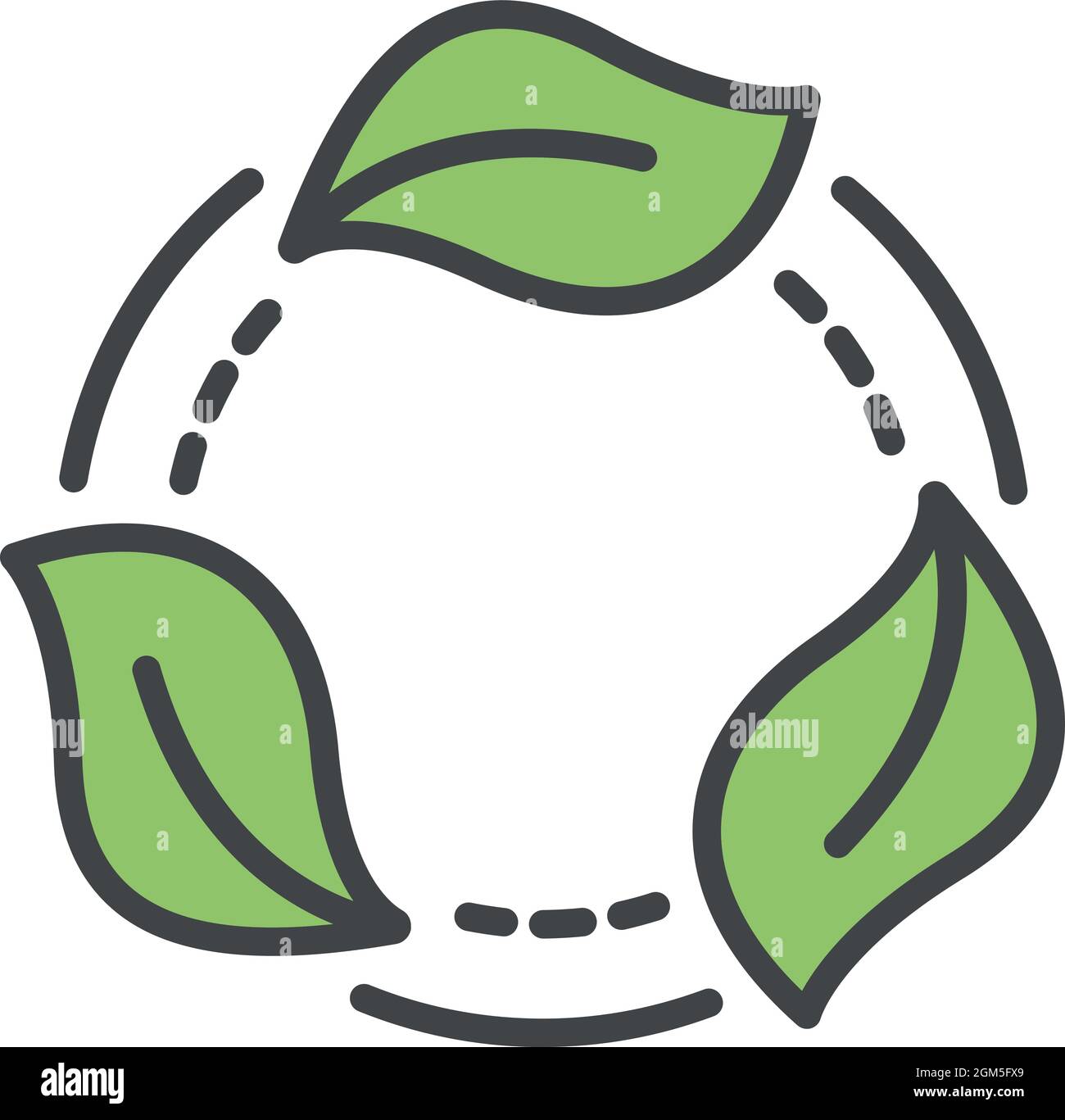 Recycle leaf icon. Outline recycle leaf vector icon color flat isolated ...