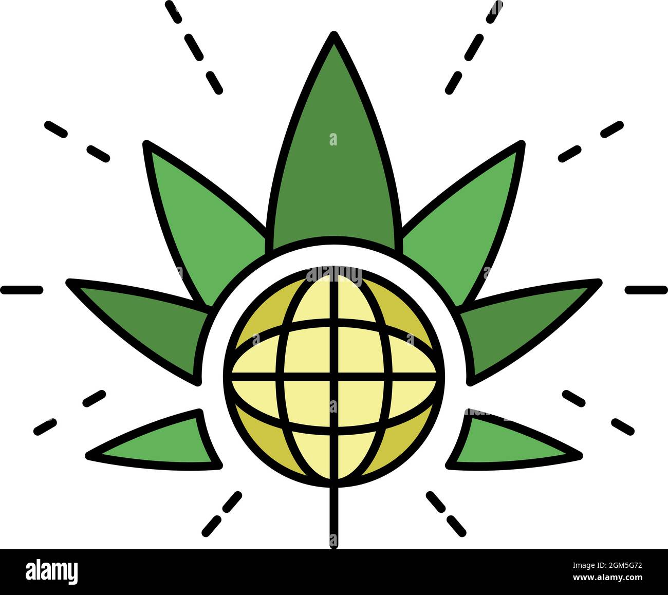 Global marijuana leaf logo. Outline global marijuana leaf vector logo ...