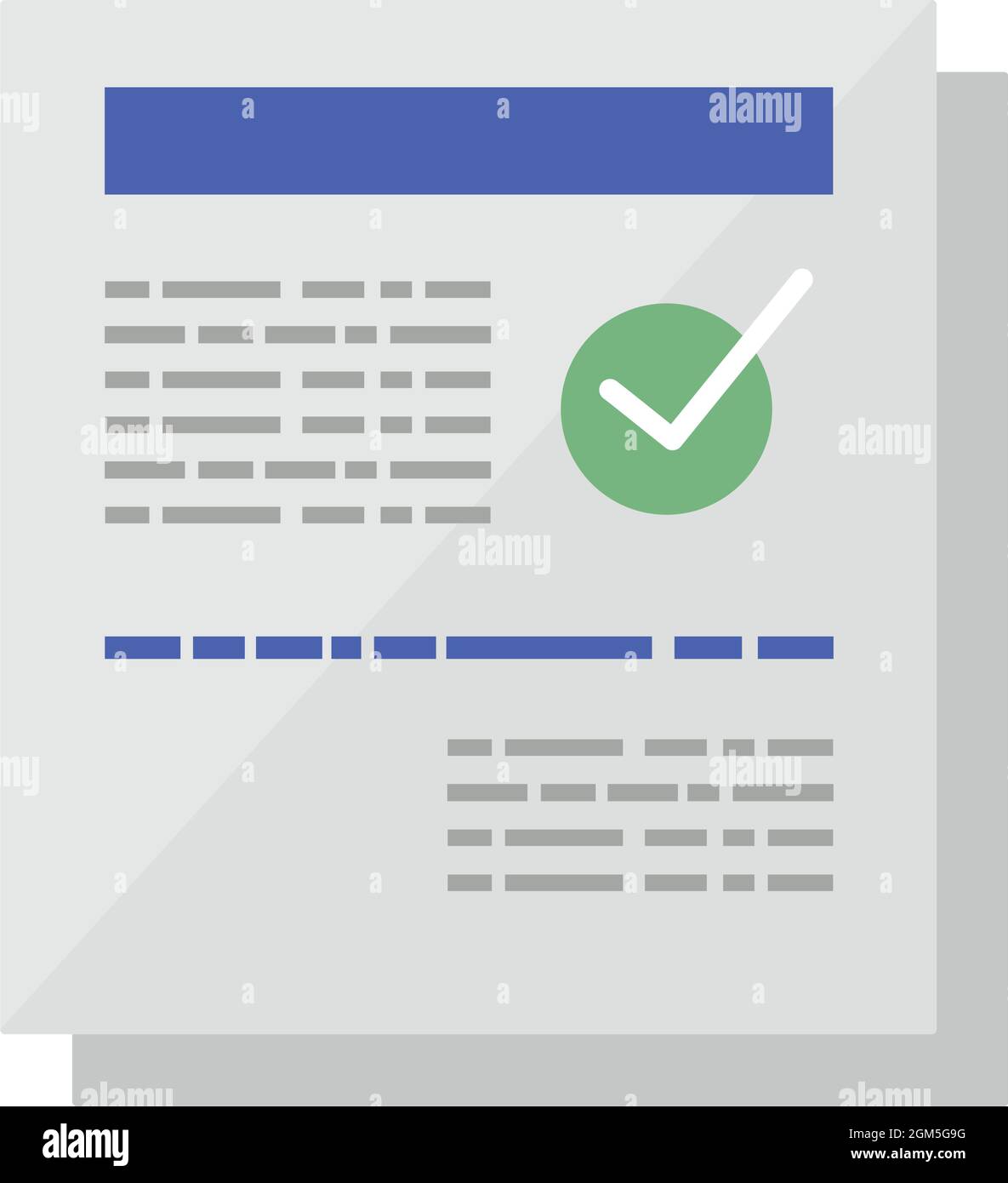 Check mark on document on white background Stock Vector Image & Art - Alamy