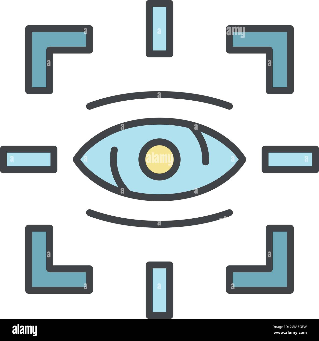 Detect eye icon. Outline detect eye vector icon color flat isolated on ...